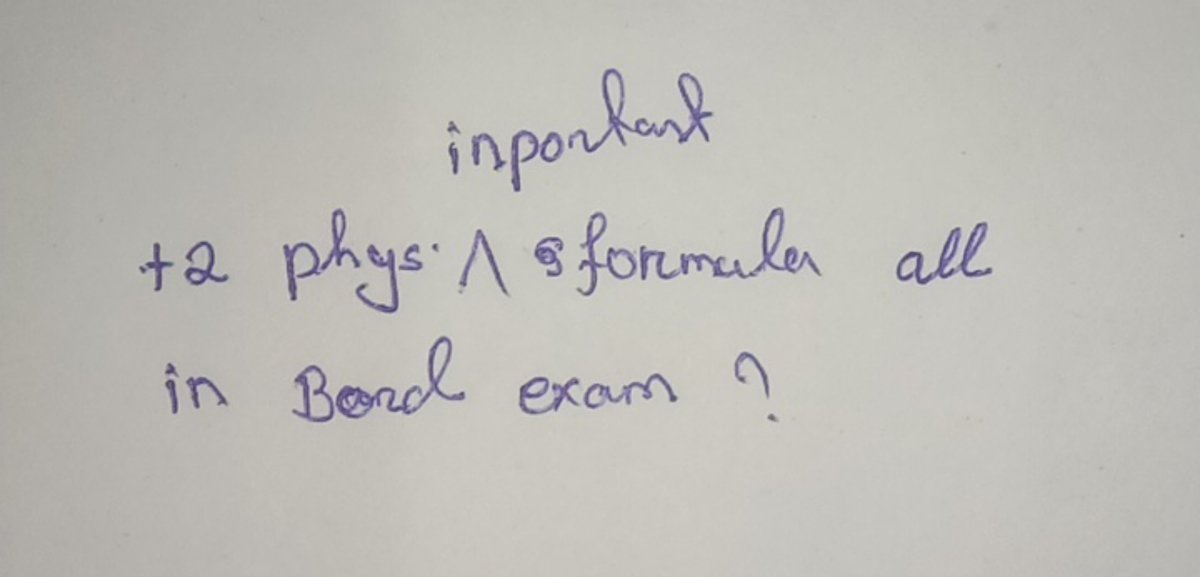 Important +2 Physics formulas for the Board exam? | Filo