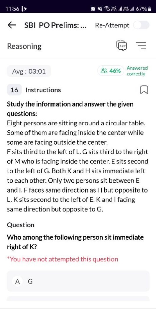 Study the information and answer the given questions: Eight persons are