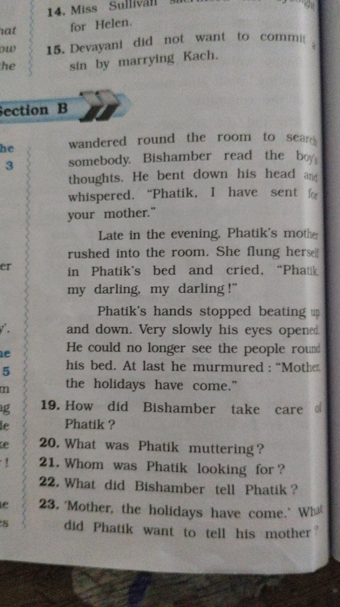 How did Bishamber take care of Phatik? What was Phatik muttering? Whom wa..