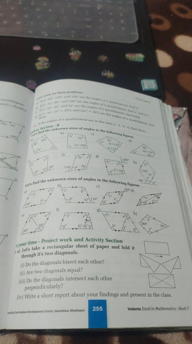 Here are some problems related to quadrilaterals and angles: Section - B..