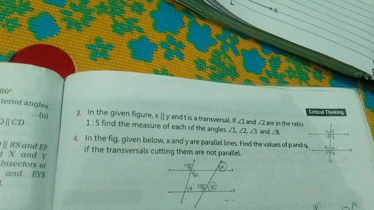 In the given figure, x || y and t is a transversal. If ∠1 and ∠2 are in t..