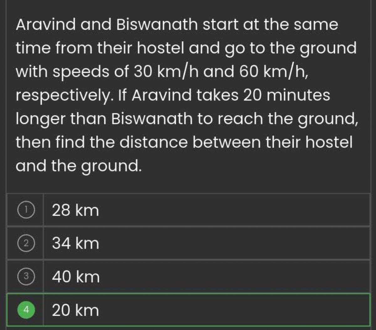Aravind and Biswanath start at the same time from their hostel and go to