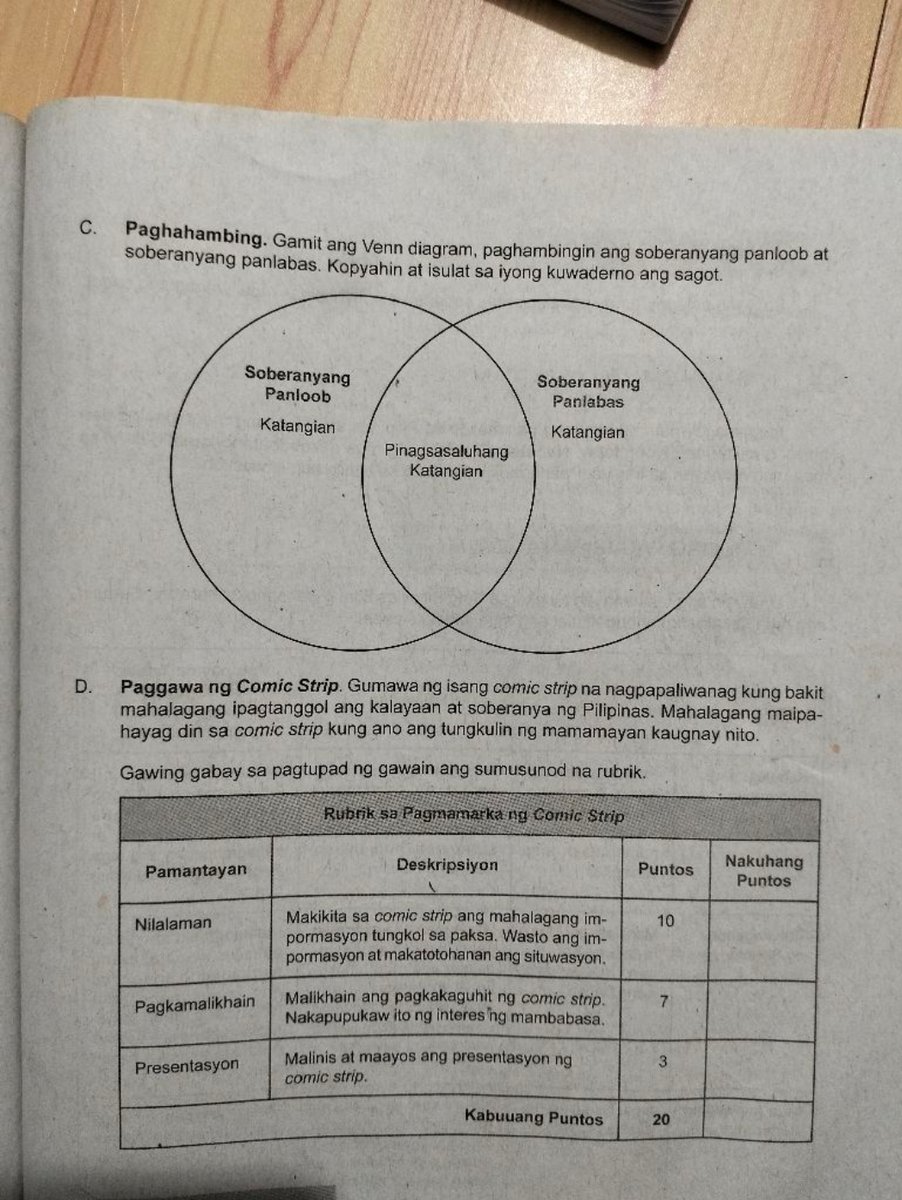 C. Paghahambing. Gamit ang Venn diagram, paghambingin ang soberanyang pan..