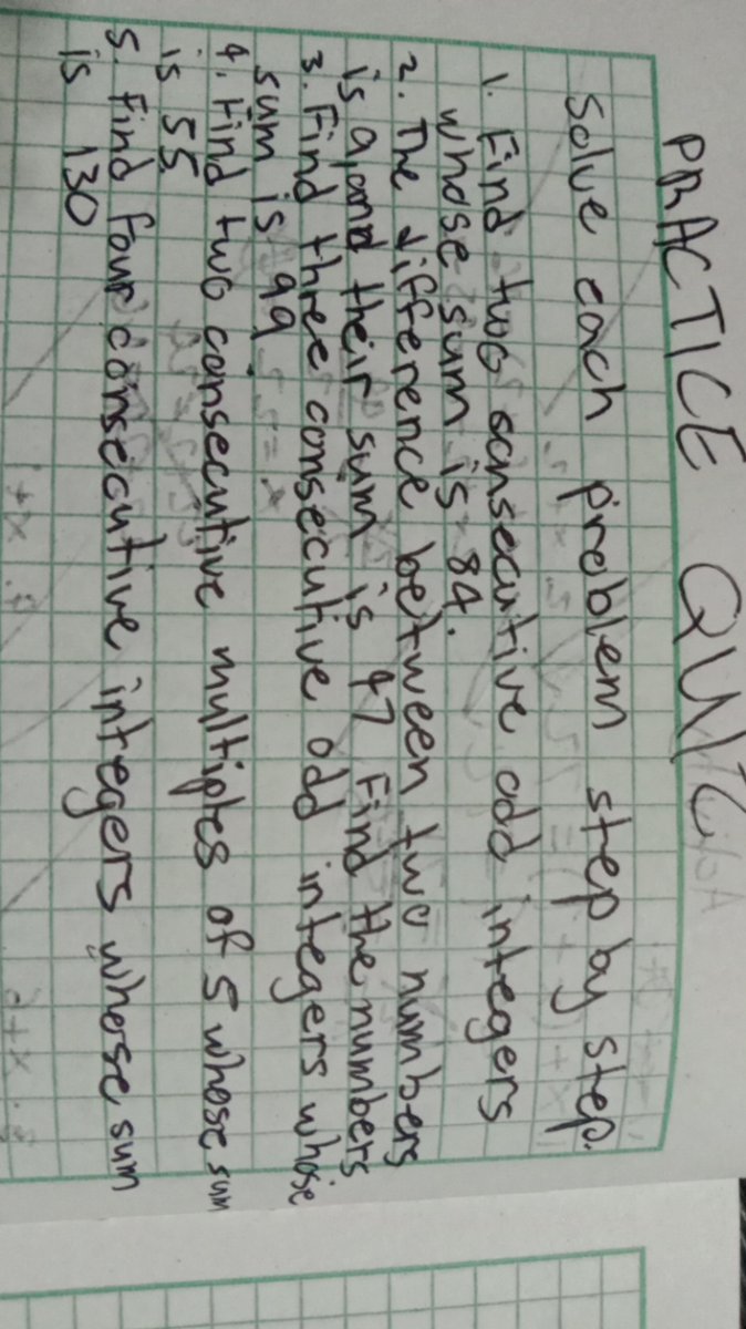 Solve each problem step by step. Find two consecutive odd integers whose..