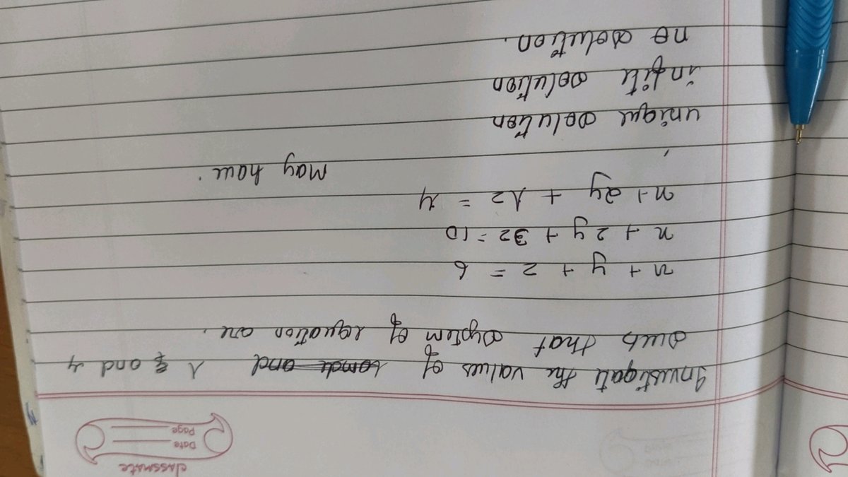 Investigate the values of lambda (λ) and mu (μ) such that the system of e..