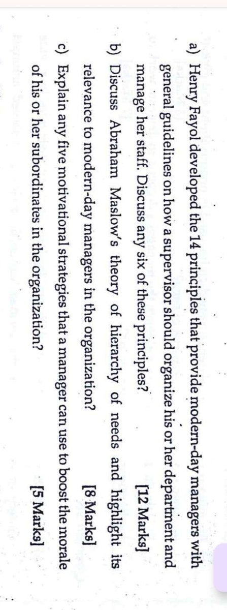 a) Henry Fayol developed the 14 principles that provide modern-day manage..