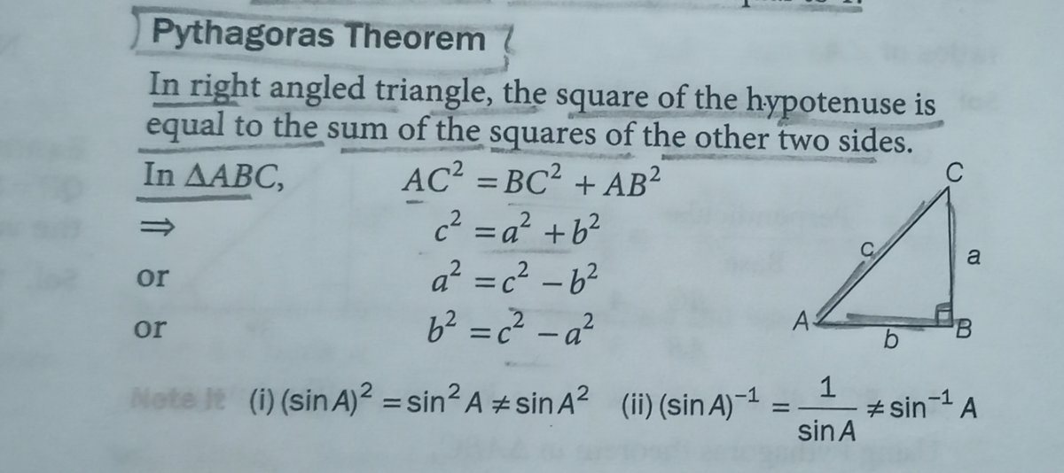 Pythagoras Theorem In a right-angled triangle, the square of the hypoten..