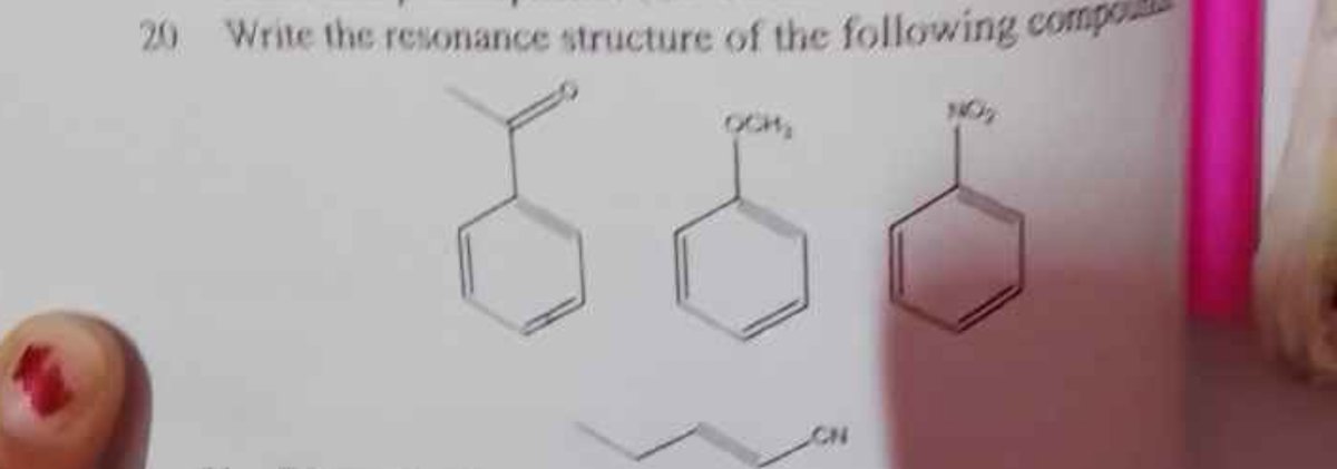 Write the resonance structure of the following compounds: Benzaldehyde