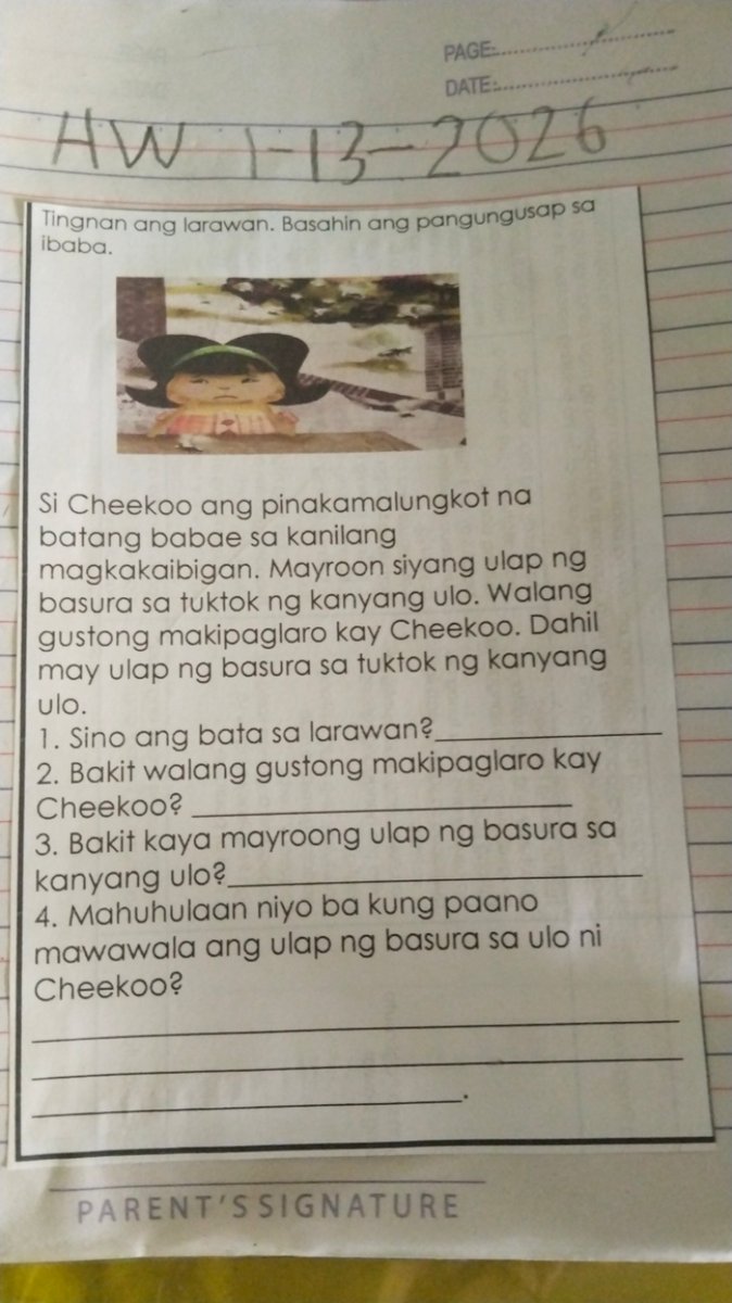 Tingnan ang larawan. Basahin ang pangungusap sa ibaba. Si Cheekoo ang pi..