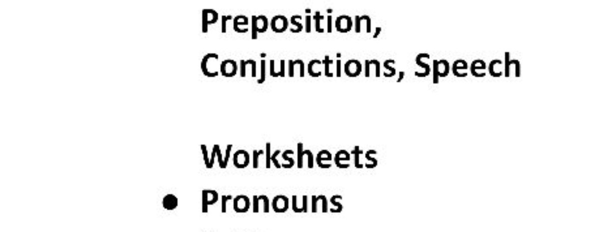 Preposition, Conjunctions, Speech Worksheets Pronouns | Filo