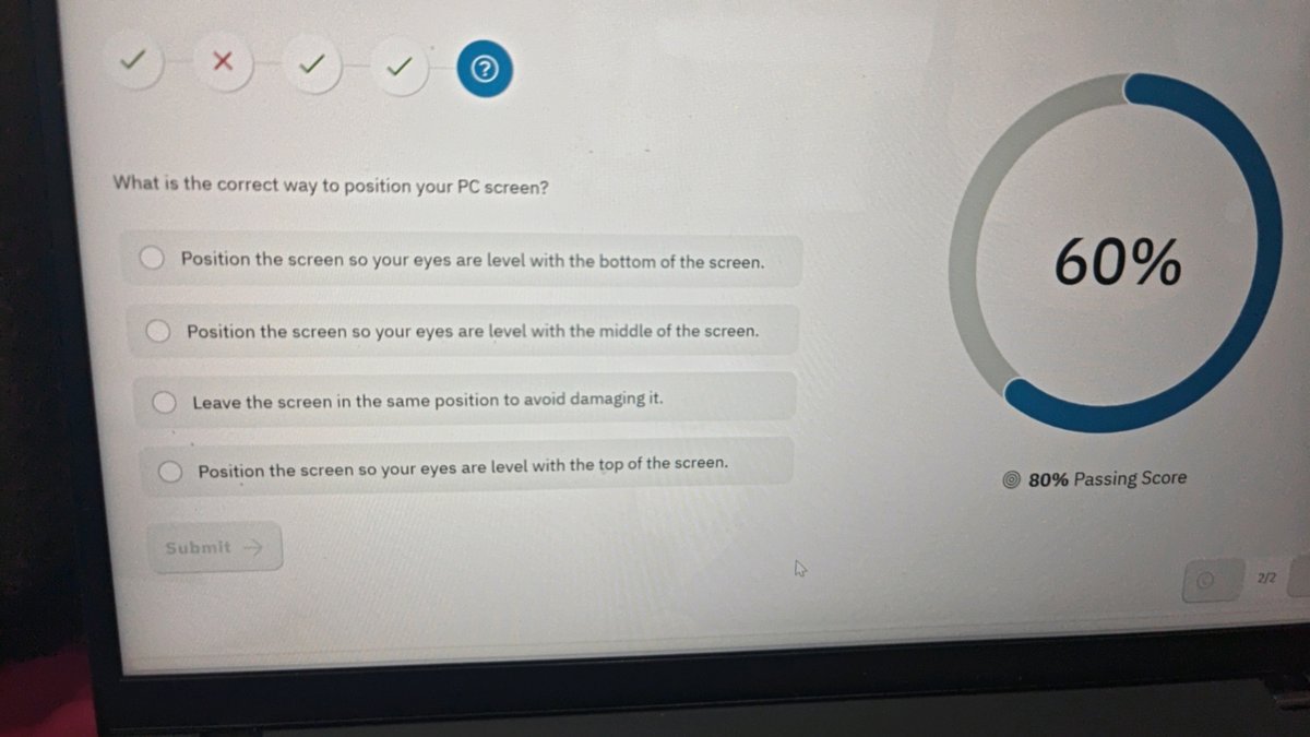 What is the correct way to position your PC screen? Position the screen