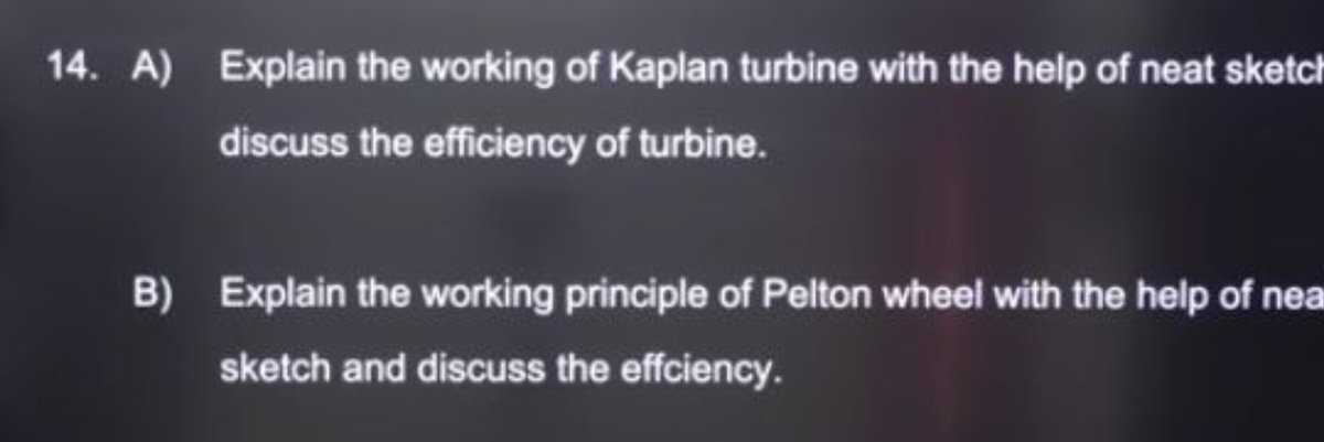 A) Explain the working of Kaplan turbine with the help of neat sketch and..