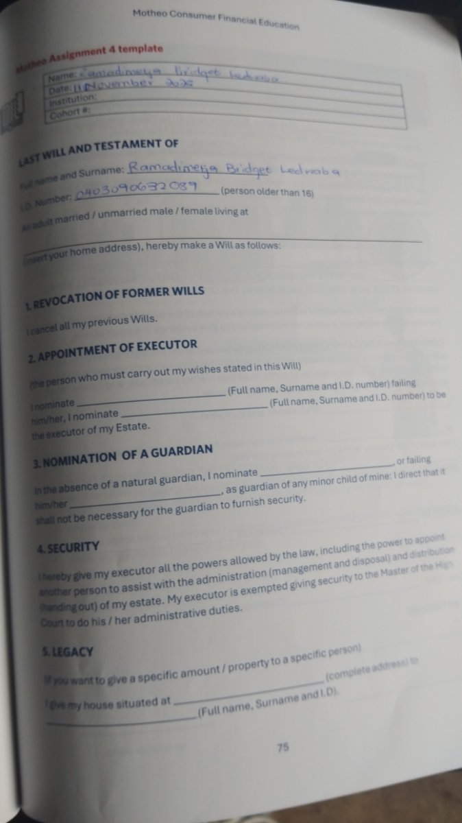 Motheo Assignment 4 template Name: Ramadimeya Bridget Ledwaba Date: 11 N..