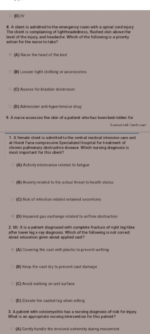 A client is admitted to the emergency room with a spinal cord injury. The..