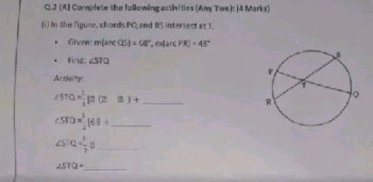 Q.2 (A) Complete the following activities (Any Two): (4 Marks) (1) In th..