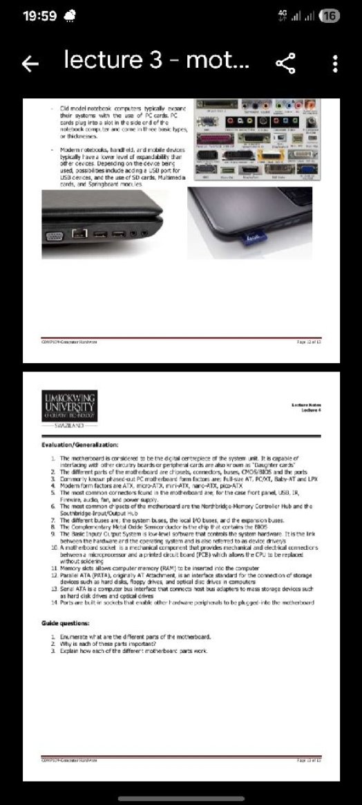 Here are some guide questions related to the provided text about motherbo..