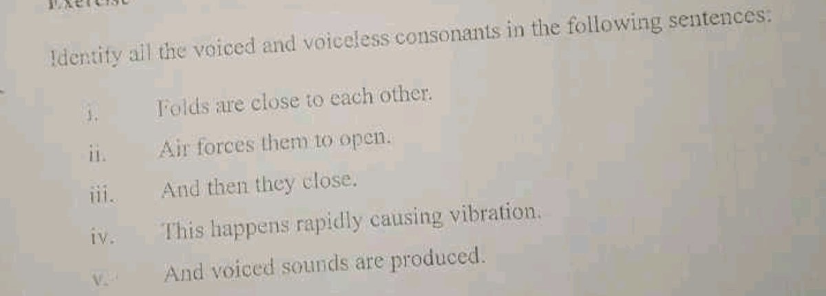 Identify all the voiced and voiceless consonants in the following sentenc..