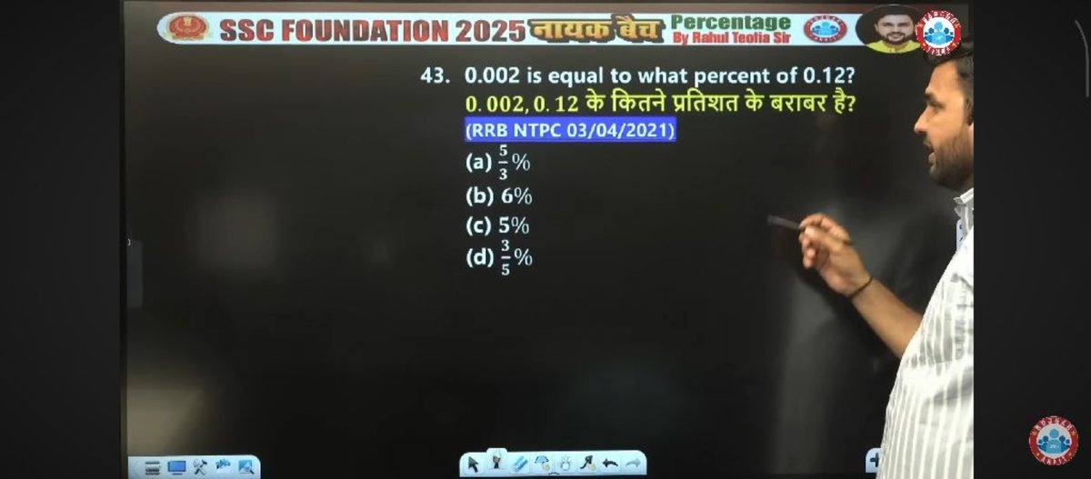 0.002 is equal to what percent of 0.12? (RRB NTPC 03/04/2021) (a) \frac{..