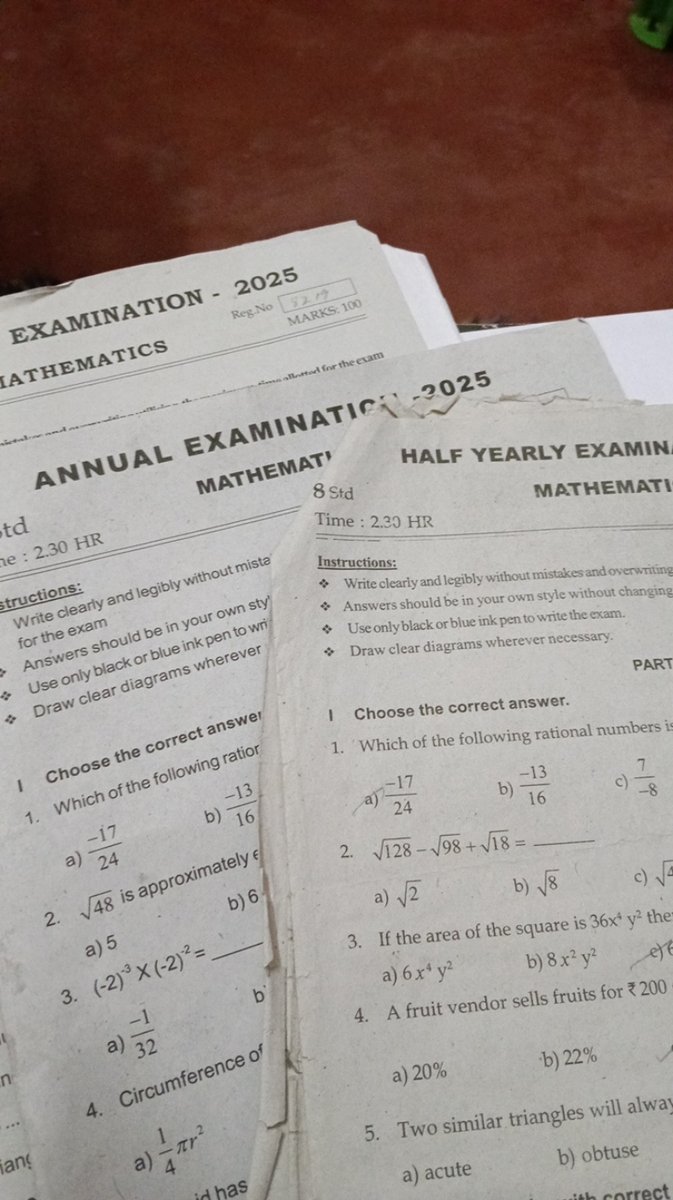 I Choose the correct answer. Which of the following rational numbers is