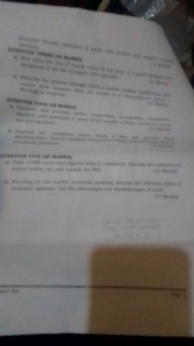 QUESTION THREE (20 MARKS) a) How does the law of supply relate to the pri..