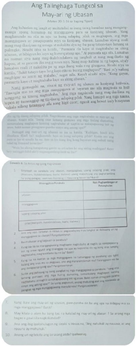 Ang Talinghaga Tungkol sa May-ari ng Ubasan (Mateo 20:1-16 sa Bagong Tipa..