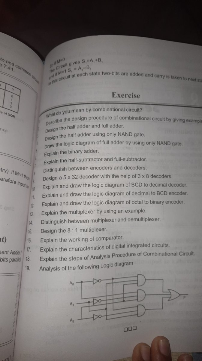 Here are a series of questions related to combinational circuits: What d..