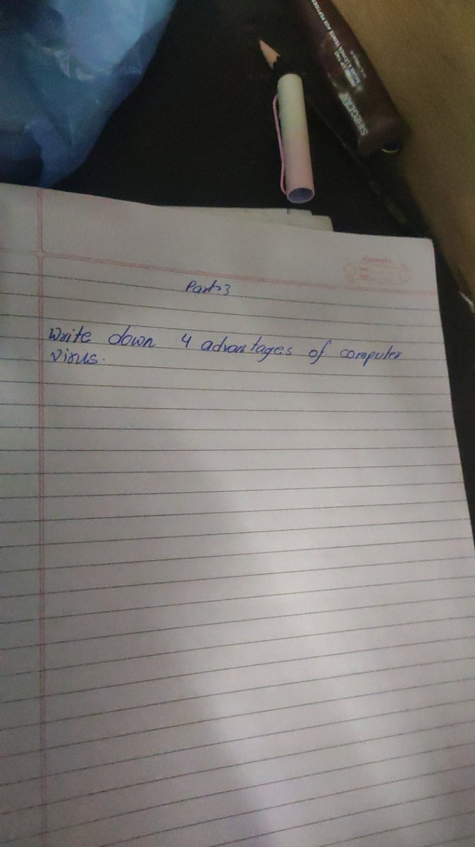 Write down 4 advantages of computer virus. | Filo