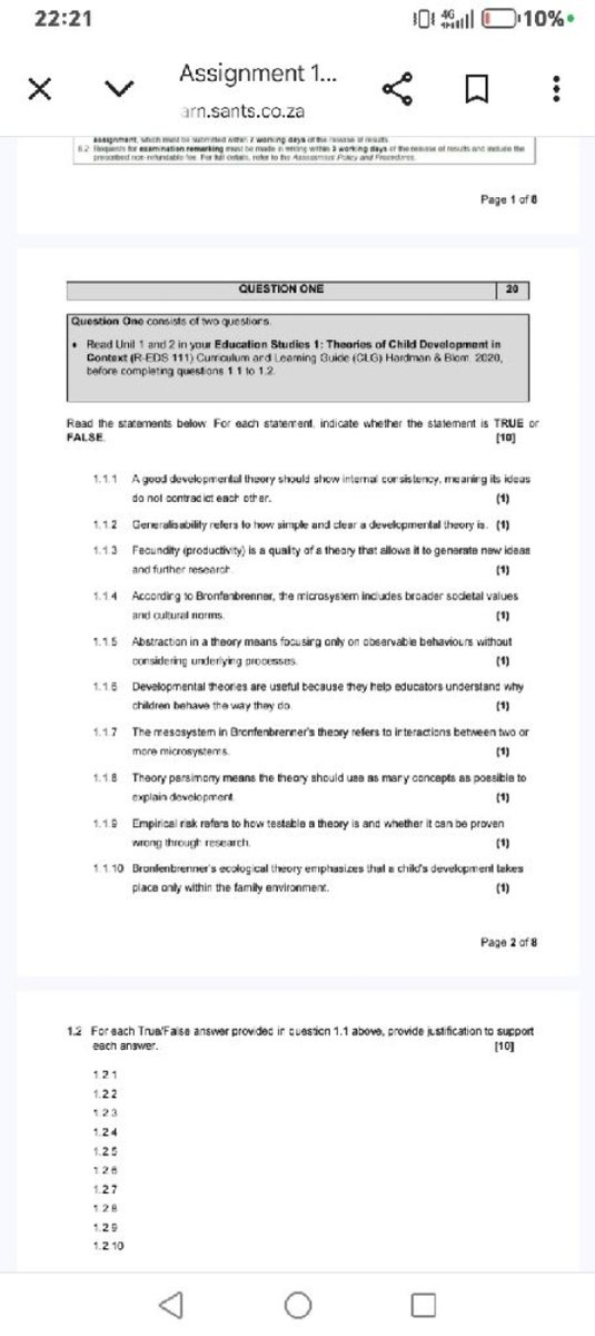 QUESTION ONE Question One consists of two questions. Read Unit 1 and 2