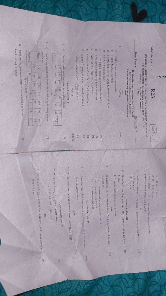 2 a) Find the coefficient of correlation for the following data x | 65