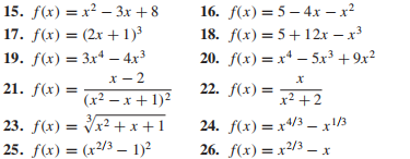 f(x) = x^2 - 3x + 8 f(x) = 5 - 4x - x^2 f(x) = (2x + 1)^3 f(x) = 5 + 12x