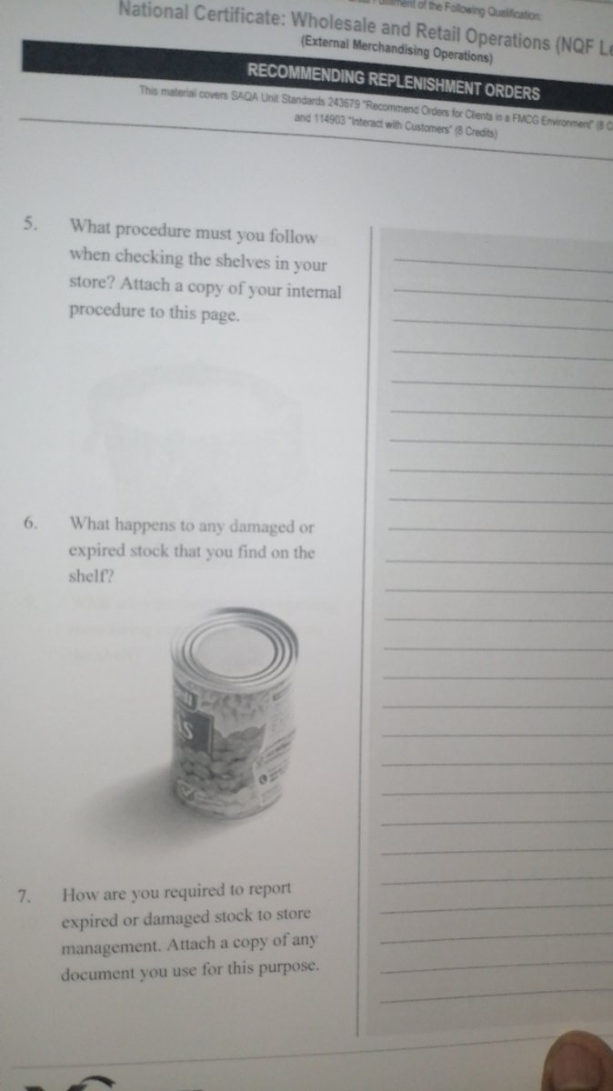 What procedure must you follow when checking the shelves in your store? A..