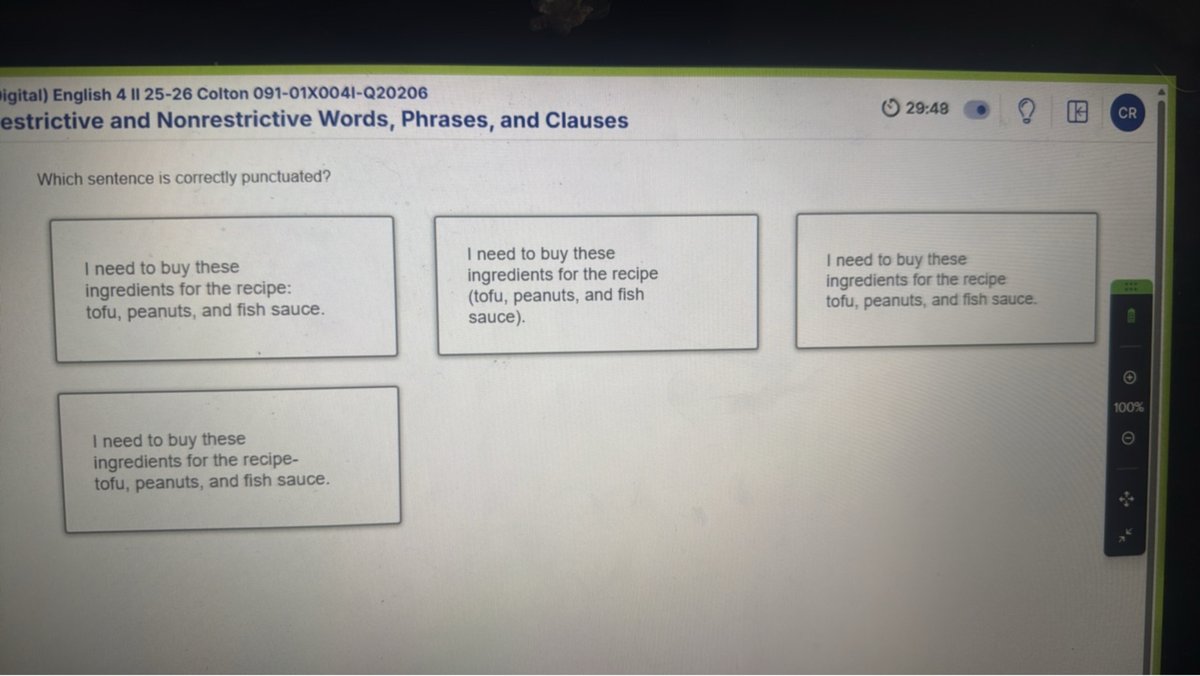 Which sentence is correctly punctuated? Options: I need to buy these ing..