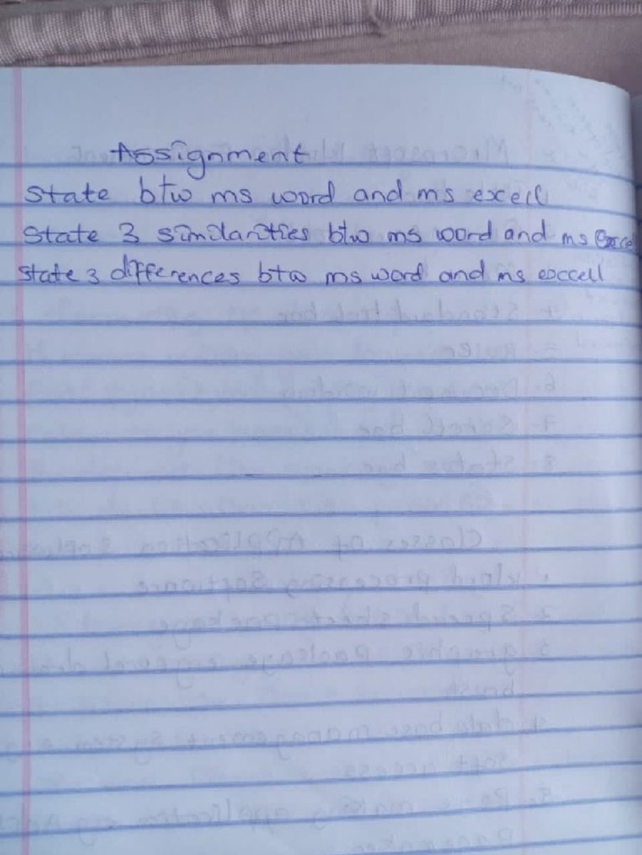 Assignment State between MS Word and MS Excel. State 3 similarities betw..