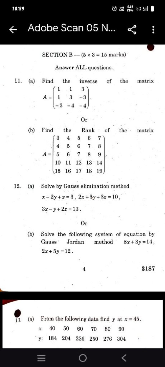 SECTION B (5 x 3 = 15 marks) Answer ALL questions. (a) Find the inverse