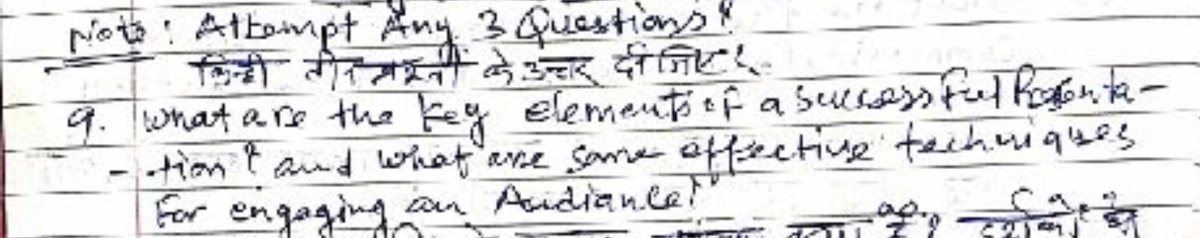 Note: Attempt Any 3 Questions. What are the key elements of a successful..