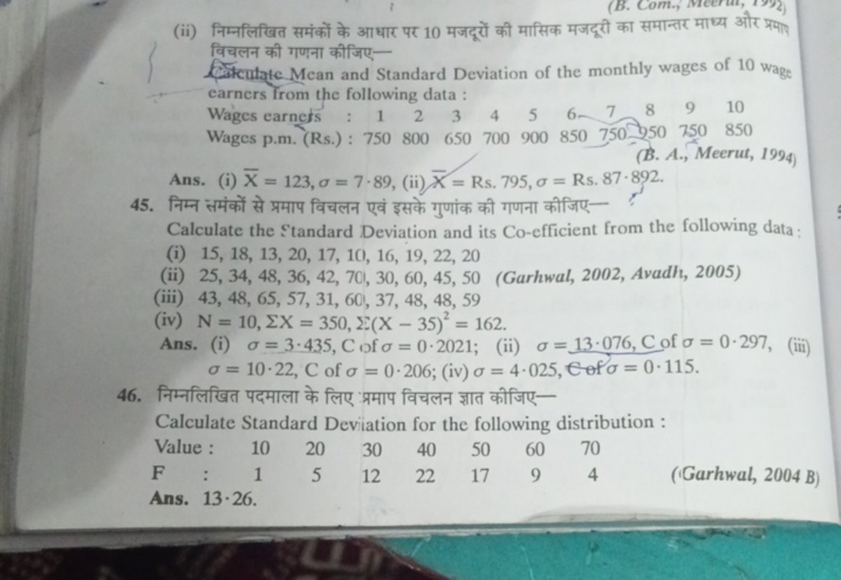 Calculate the Standard Deviation and its Co-efficient from the following