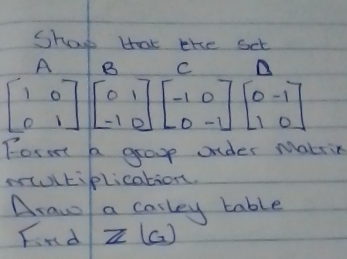 Show that the set: A = \begin{pmatrix} 1 & 0 \\ 0 & 1 \end{pmatrix} B