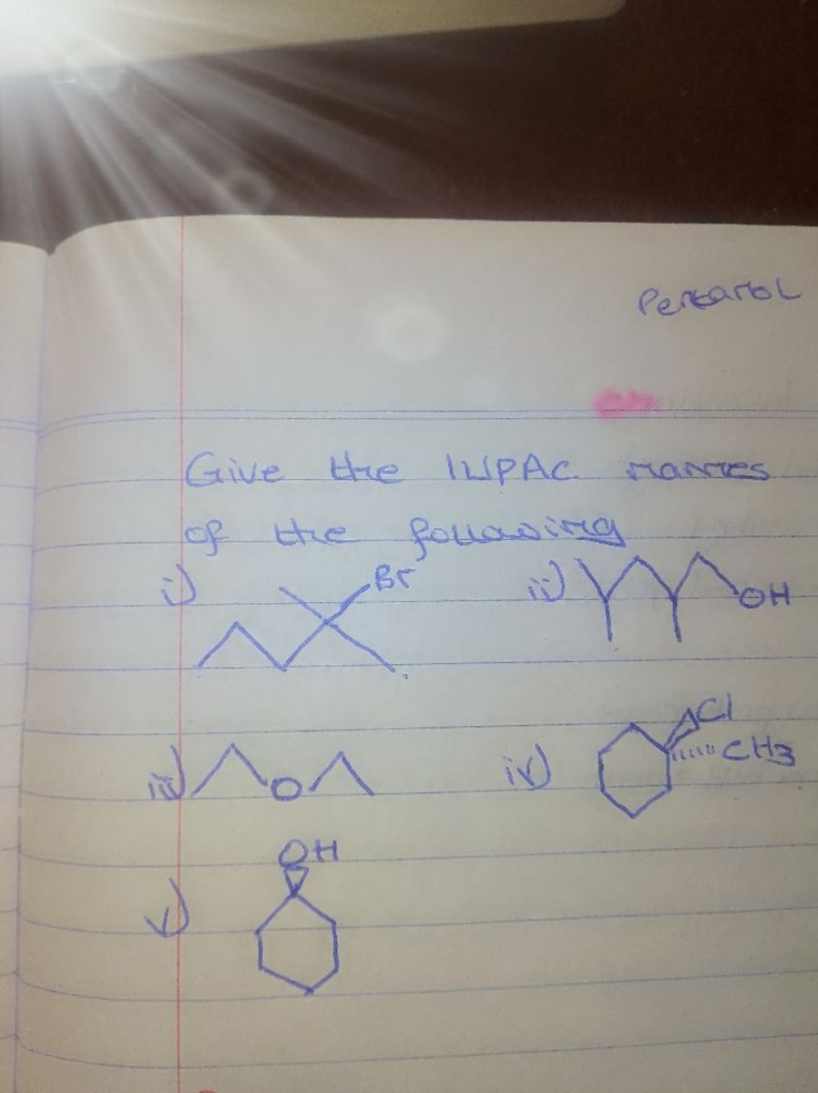 Give the IUPAC names of the following: i) Br | C-C-C-C