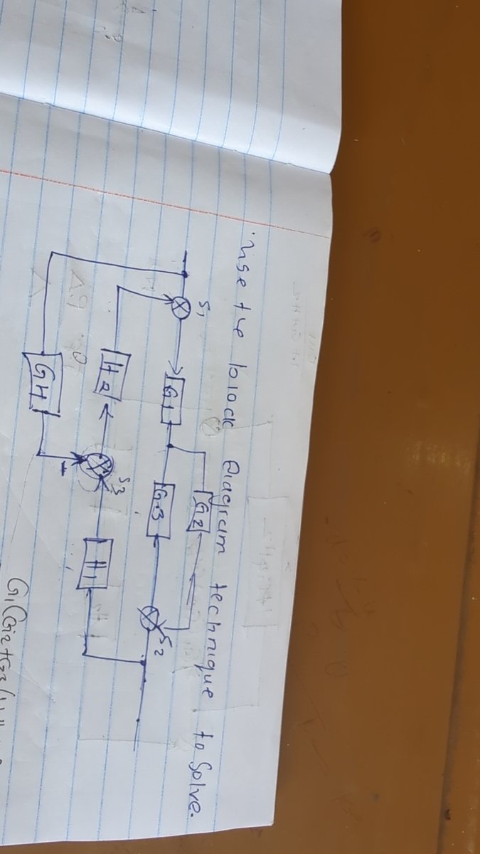 Use the block diagram technique to solve the given block diagram. | Filo