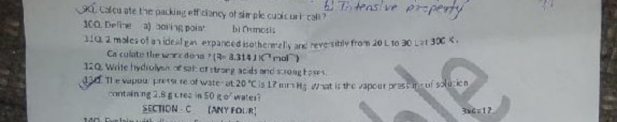 Calculate the packing efficiency of simple cubic unit cell? Define: a) b..