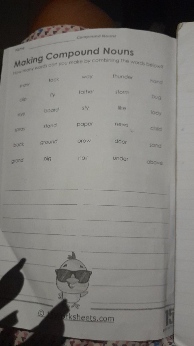 Making Compound Nouns How many words can you make by combining the words