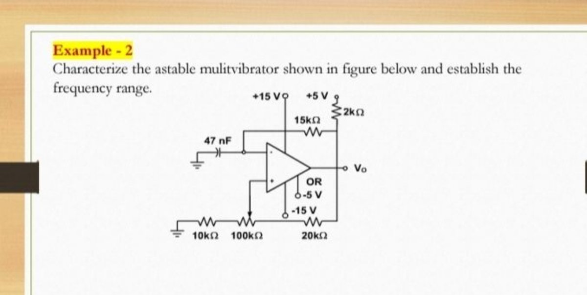 Characterize the astable multivibrator shown in the figure below and esta..