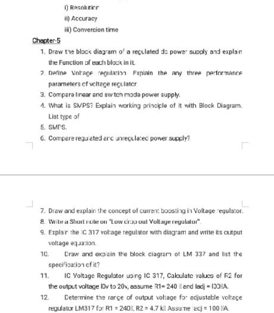 Chapter-5 Draw the block diagram of a regulated DC power supply and expl..