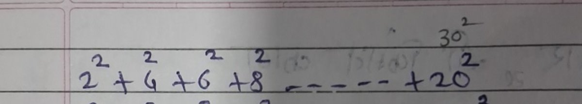 2^2 + 4^2 + 6^2 + 8^2 + ... + 20^2 | Filo