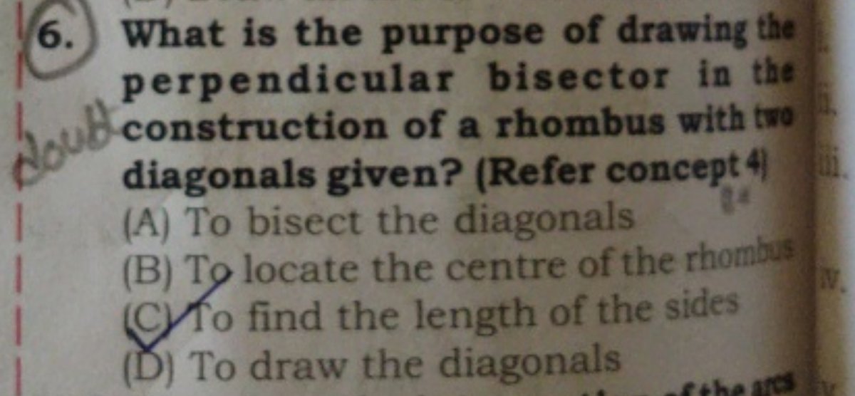 What is the purpose of drawing the perpendicular bisector in the construc..