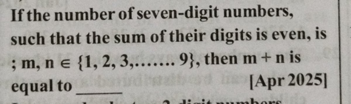 If the number of seven-digit numbers, such that the sum of their digits i..