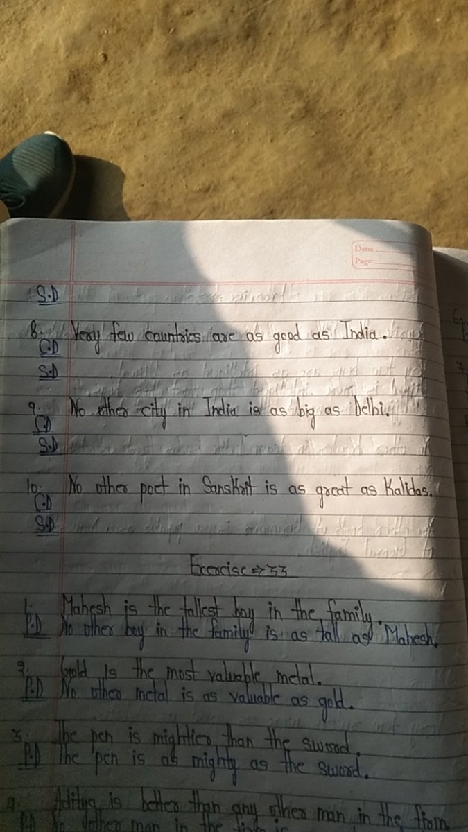 Here are some sentences from an exercise. Please provide the solutions fo..