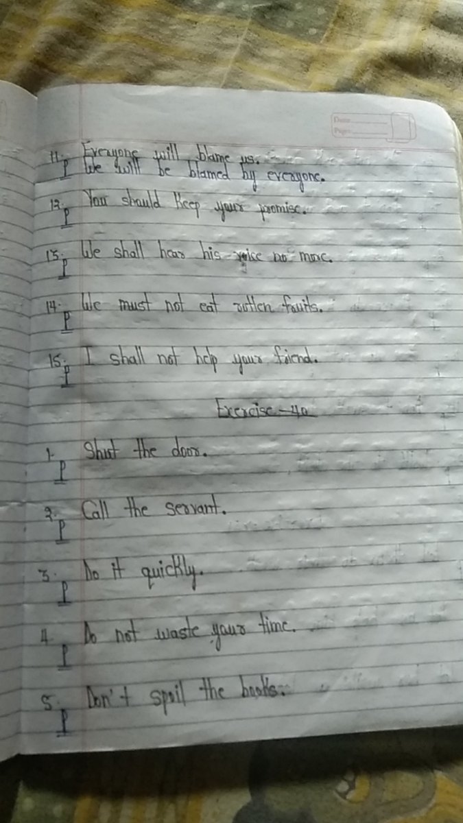 Here are some sentences from an exercise. Please provide the correct answ..