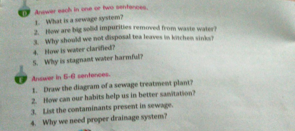Answer each in one or two sentences. What is a sewage system? How are big..
