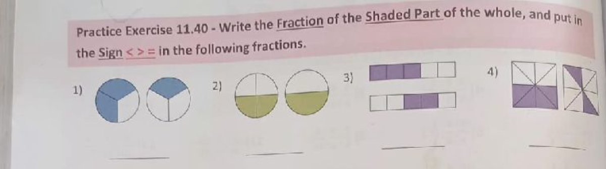 Practice Exercise 11.40 - Write the Fraction of the Shaded Part of the wh..